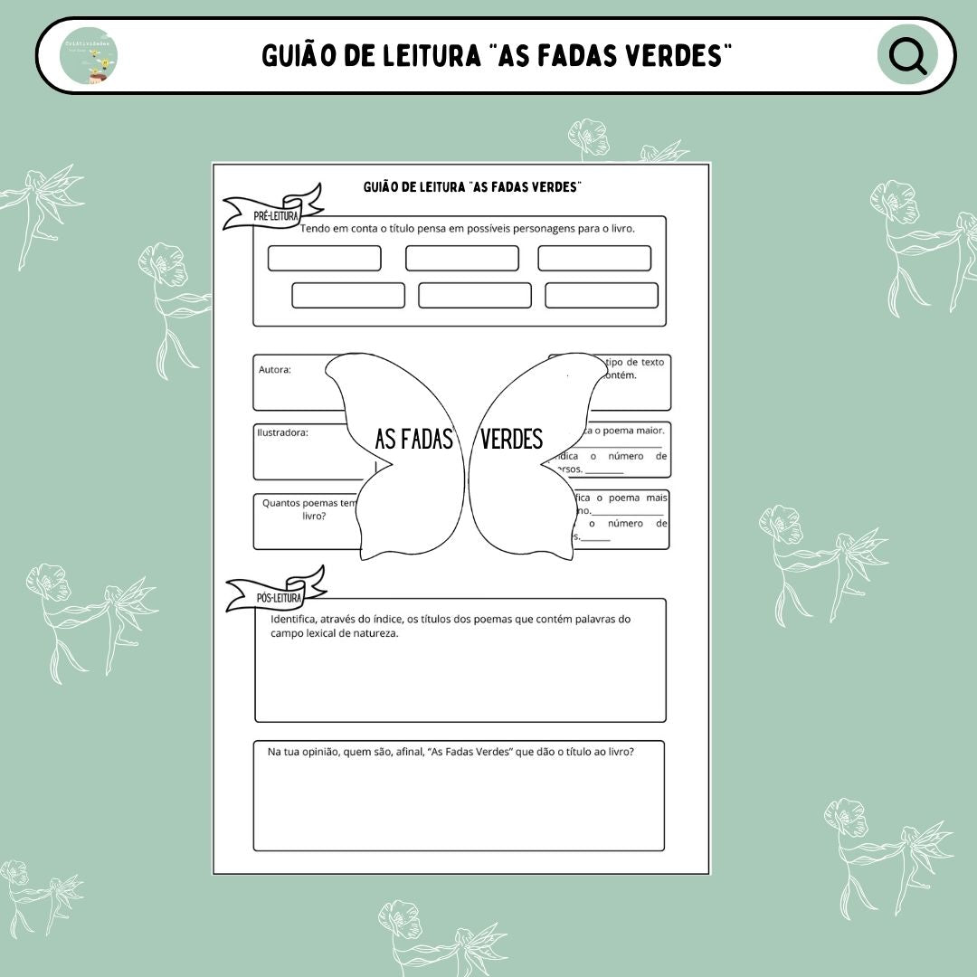 Guião de leitura "As fadas verdes" – profcindycriatividades